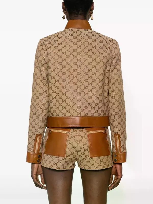 Gucci Gg-canvas Leather-trim Jacket