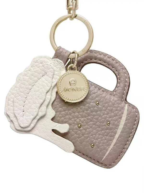 AIGNER Mug-motif Leather Keychain - Neutrals