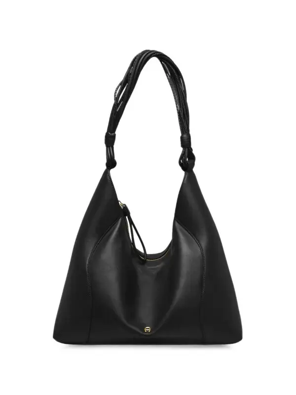 AIGNER Large Giara Leather Shoulder Bag - Black