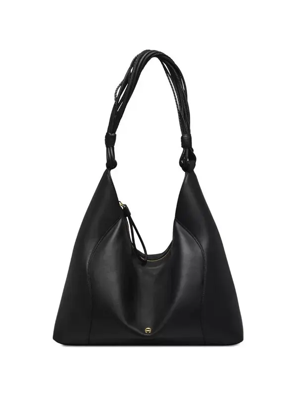 AIGNER Large Giara Leather Shoulder Bag - Black