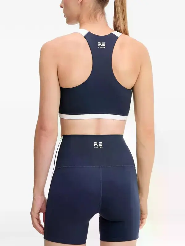 P.E Nation Logo-print Racerback Sports Bra - Blue