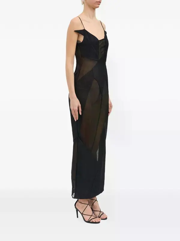 YEHUAFAN Sheer-panelled Wool Dress