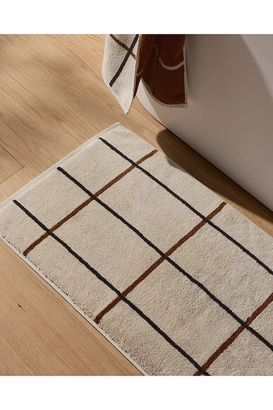 PARACHUTE Organic Plush Tub Mat - Bone Windowpane