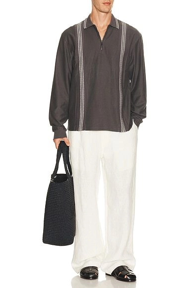 PALMES Panel Long Sleeve Zip Polo