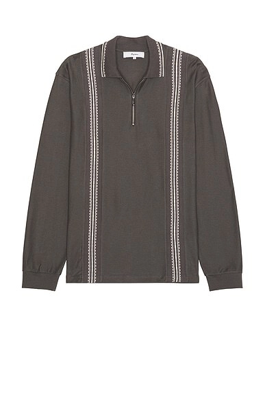 PALMES Panel Long Sleeve Zip Polo