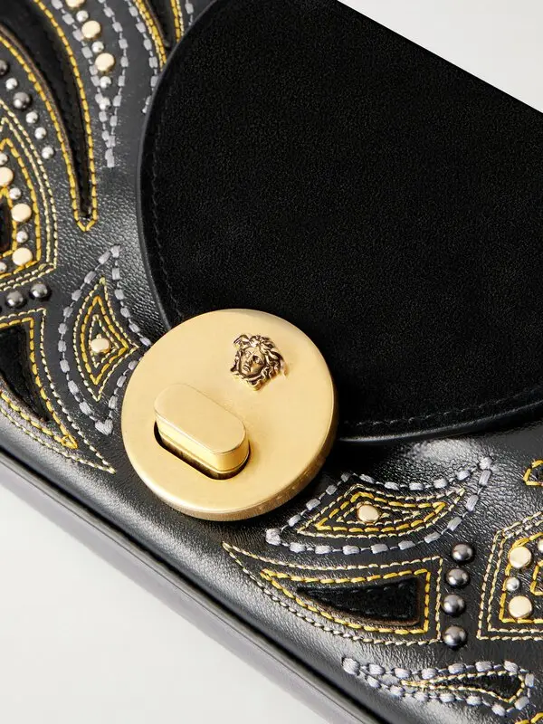 Versace Vivien Stud-embellished Leather Clutch