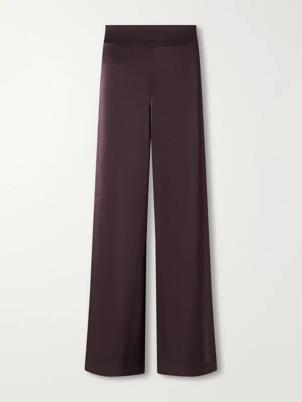 Johanna Ortiz Dark Petals Satin Wide-leg Pants - Brown