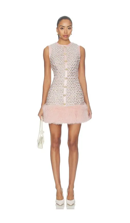 NADINE MERABI Pink Boucle Mini Dress In . Also