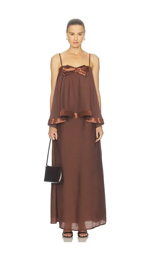 ELLIATT Rosera Satin Bow Maxi Dress In . Also