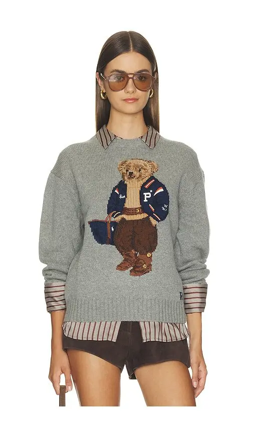 Polo Ralph Lauren Wool Bear Long Sleeve Crew Neck Sweater In . Also - Grey