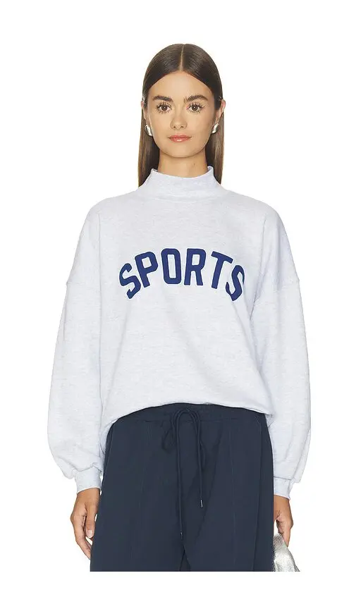 SUNNY SOMEWHERE Navy Sports Mockneck Sweater In . Also