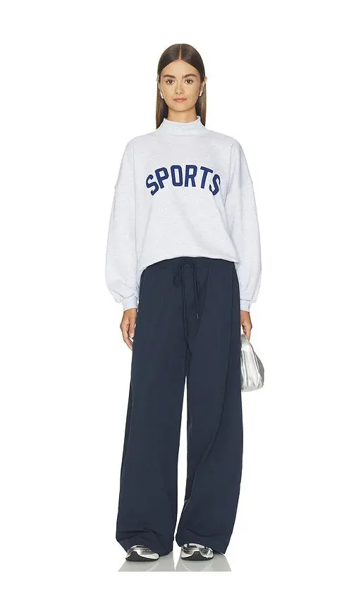 SUNNY SOMEWHERE Navy Sports Mockneck Sweater In . Also