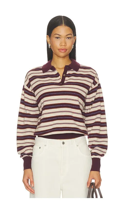 Guest In Residence Collegiate Stripe Polo Sweater In . Also - Brown