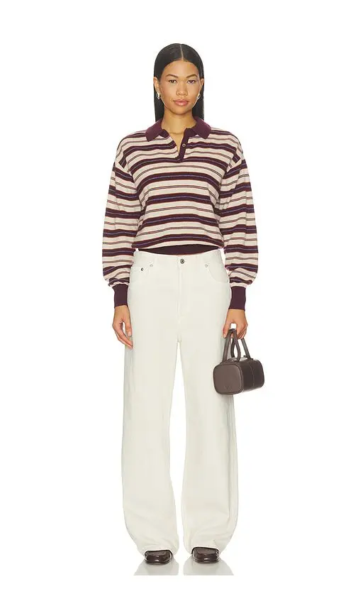 Guest In Residence Collegiate Stripe Polo Sweater In . Also