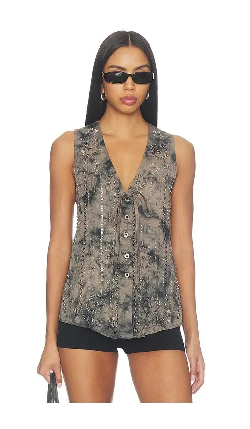 Free People Arden Embellished Vest In . Also