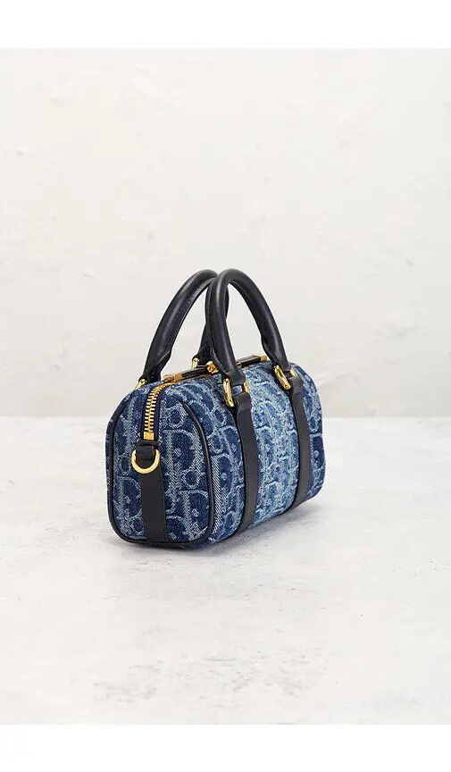 FWRD RENEW Dior Oblique Denim Nano Groove Convertible Bowling Bag