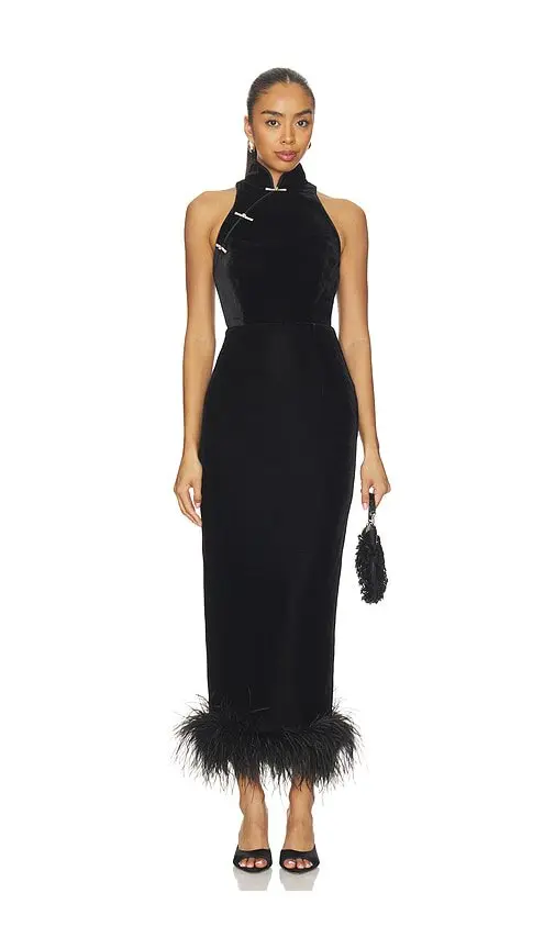 SAU LEE Jillian Velvet Dress In . Also