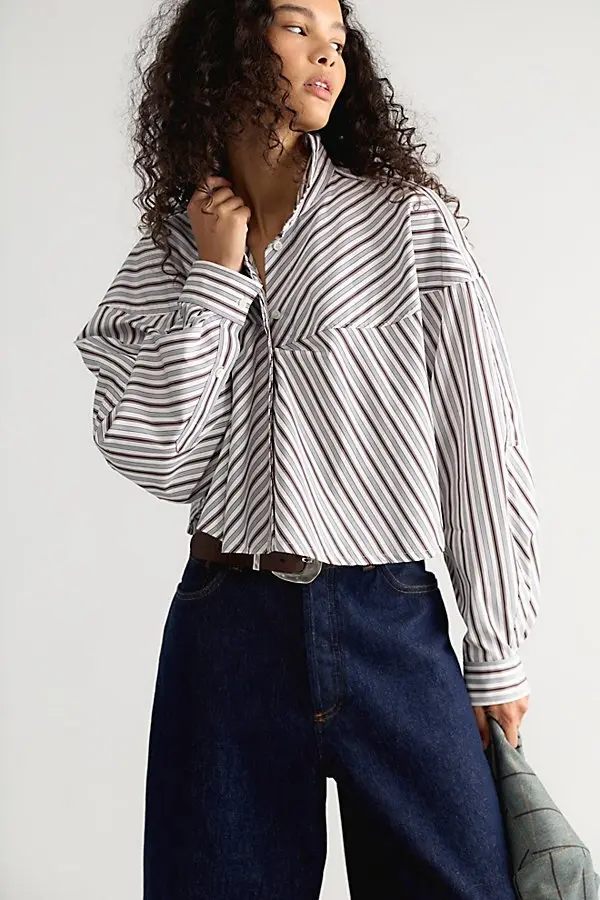 AGOLDE Agnes Striped Button Down Shirt At