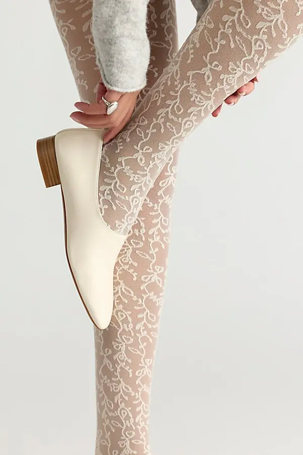 Free People Lo Lace Tights At - Ivory