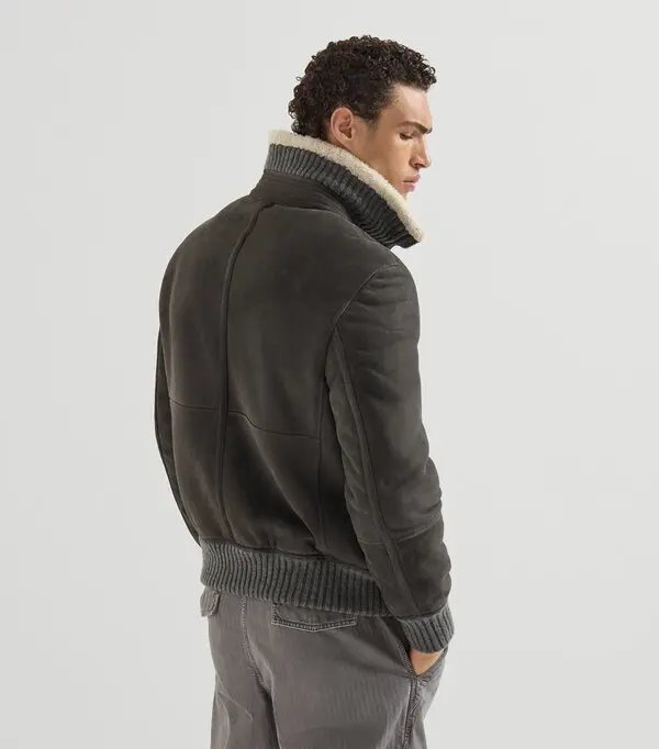 Brunello Cucinelli Suede-shearling Bomber Jacket