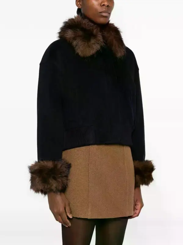 SELF-PORTRAIT Faux-fur Trim Bomber Jacket