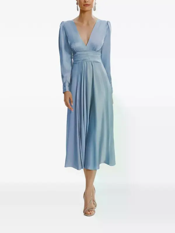 FRAMBOISE Ruched-waist Long-sleeve Midi Dress