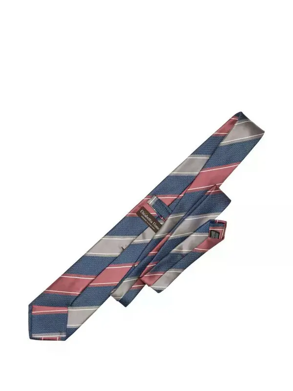 ELIZABETTA Striped Silk Tie - Blue