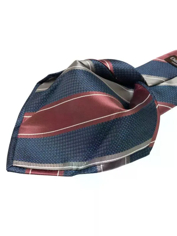 ELIZABETTA Striped Silk Tie - Blue
