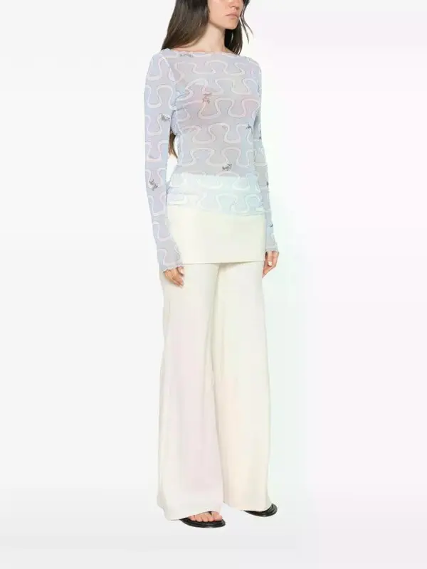 Emilio Pucci Graphic-print Long-sleeve Top - Blue