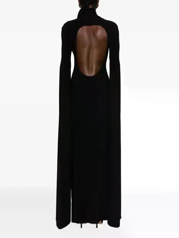 Norma Kamali Open-back Ribbon-sleeve Gown