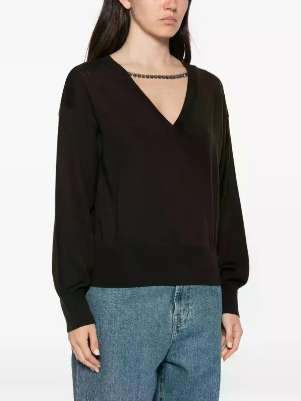 Liu Jo Crystal-embellished V-neck Sweater