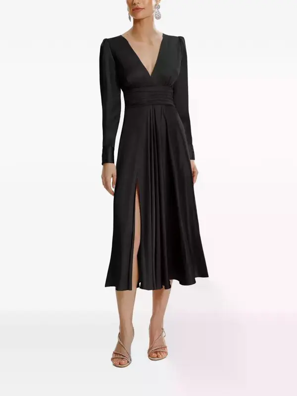FRAMBOISE Yuno V-neck Long-sleeve Midi Dress