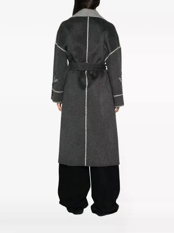 ERMANNO FIRENZE Floral-embroidered Belted Coat