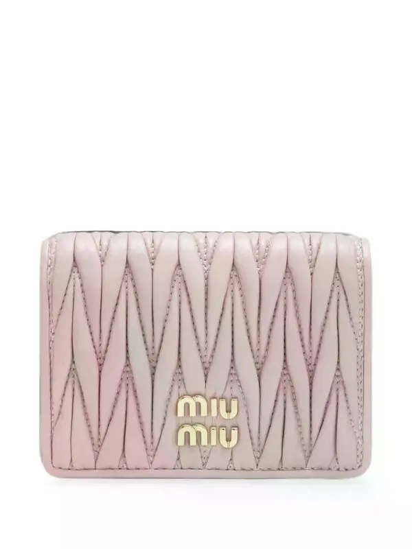 Miu Miu Small Matelassé Nappa Leather Wallet - Pink