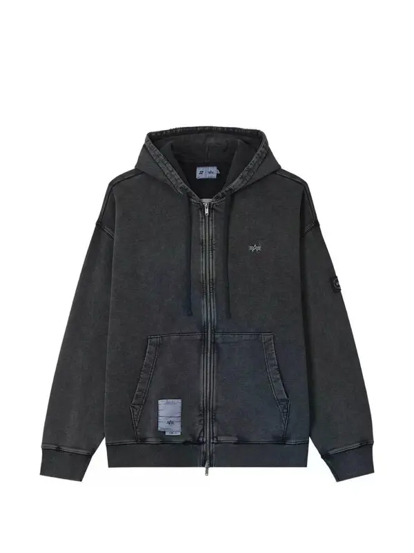 Izzue Faded Zip-up Hoodie - Black