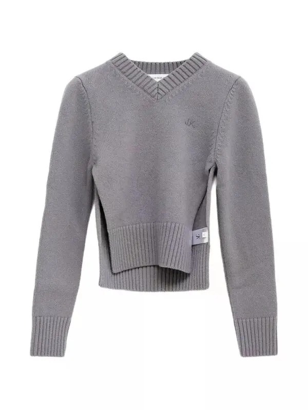 JULIE KEGELS Shrunken Cut-out V-neck Sweater