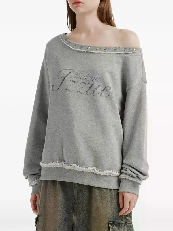 Izzue Stud-embellished Raw-edge Sweater