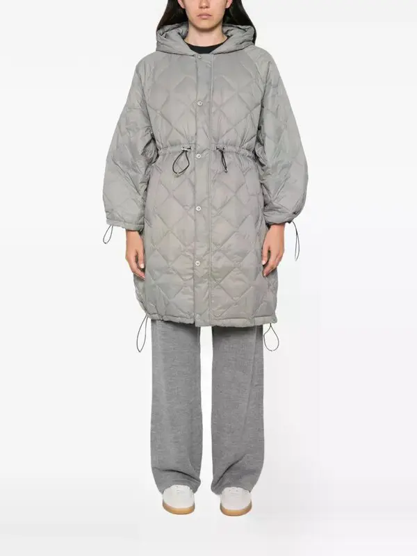 Taion Quilted Hooded Coat - Grey