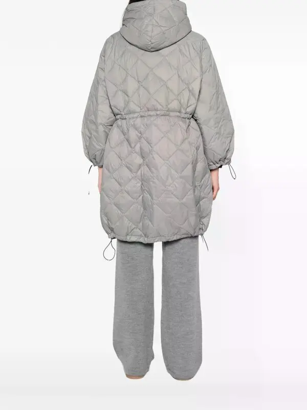 Taion Quilted Hooded Coat - Grey