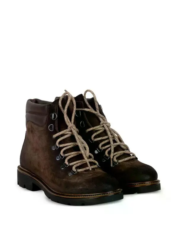 FRANCO FEDELE Lace-up Suede Ankle Boots - Brown