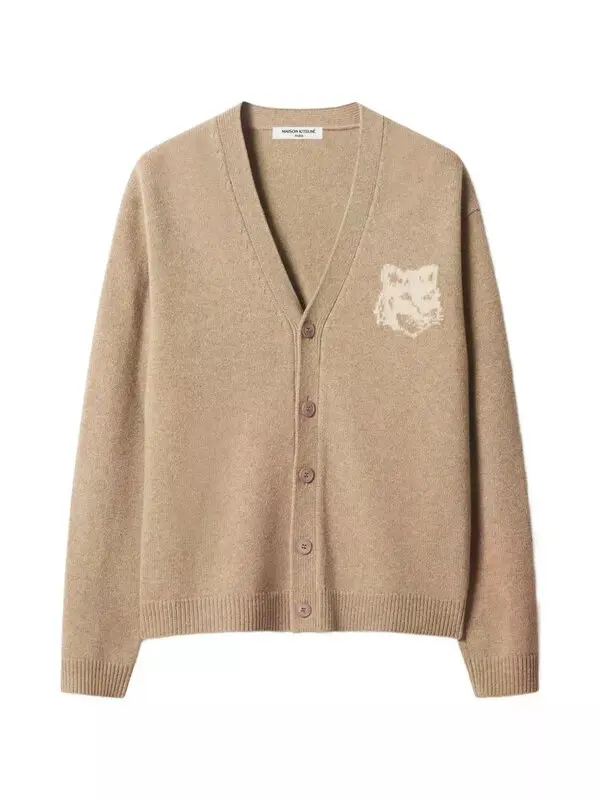 Maison Kitsuné V-neck Wool Cardigan