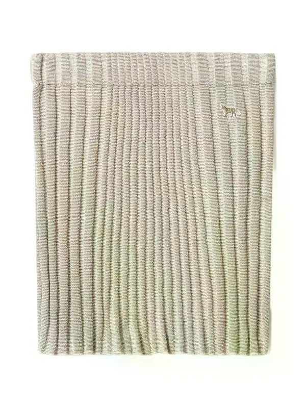 Maison Kitsuné Ribbed-knit Logo-patch Mini Skirt - Neutrals