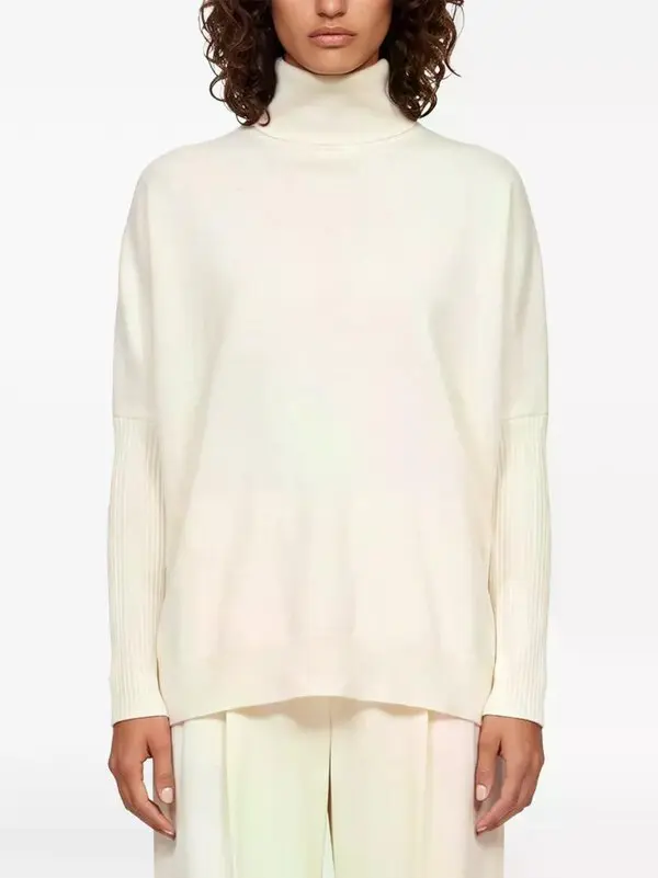 GOTHA Margareth Roll-neck Ribbed-sleeve Sweater - Neutrals
