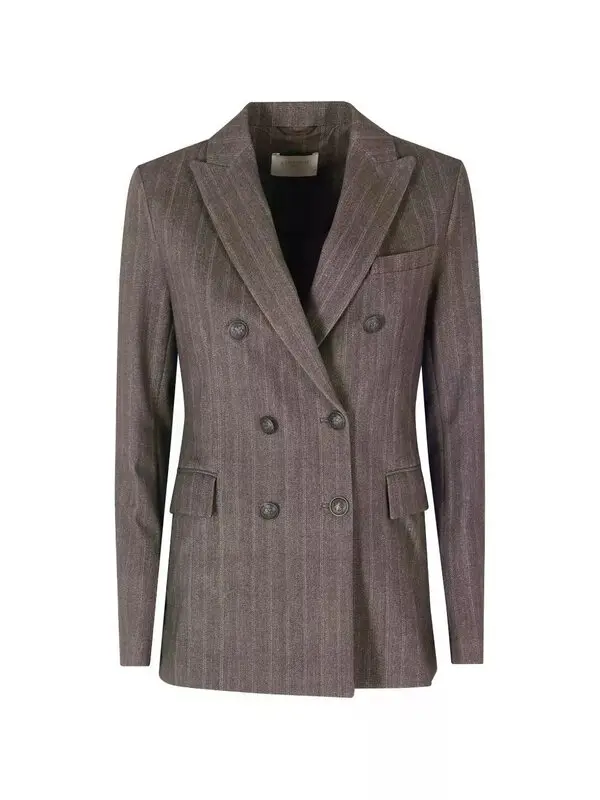 CIRCOLO 1901 Pinstripe Double-breasted Jacket - Brown