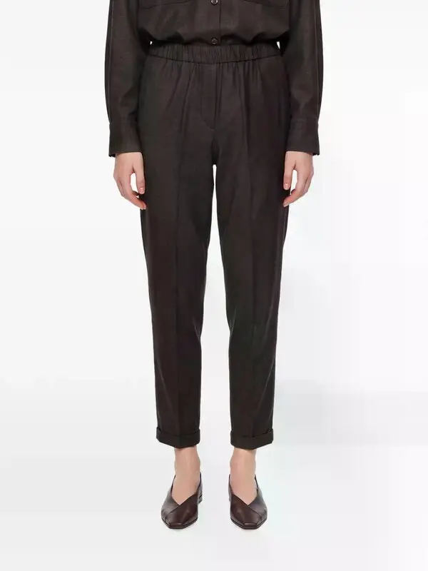 Antonelli Firenze Rosalba Cigarette Elasticated-waistband Turn-up Trousers - Brown