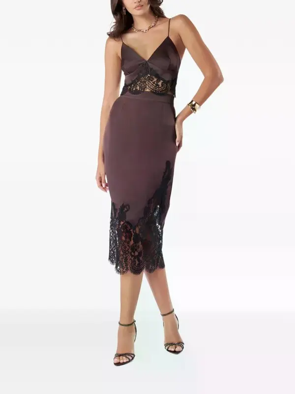 IL VOLO Lace-trim Silk Bustier Top