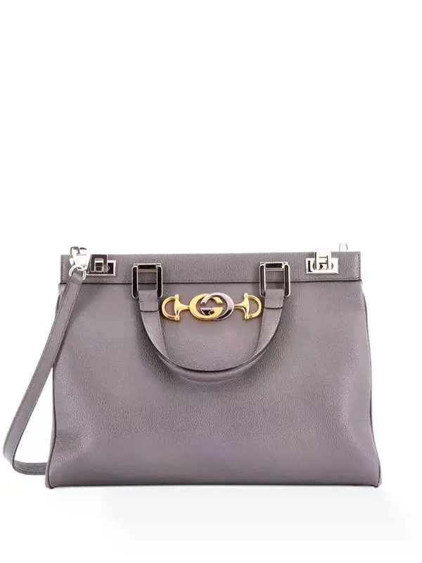 Gucci Zumi Top Handle Bag Leather Medium Satchel - Grey