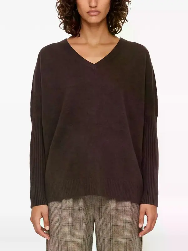 GOTHA Faustine Ribbed-knit V-neck Sweater