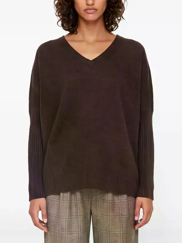 GOTHA Faustine Ribbed-knit V-neck Sweater