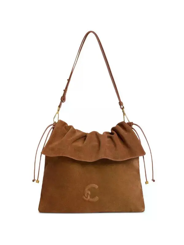 COCCINELLE Medium Lidia Ruffled Suede Shoulder Bag - Brown